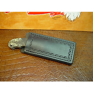 Pocket sheath for Fixed Blade Knife, 5" Knife Holster, Genuine Leather Knife Holder, Dyed Black