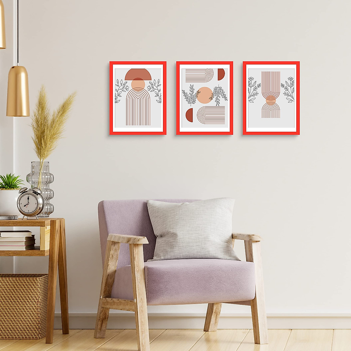 wyooxoo Picture Frame 12x16 inches, Red Solid Wood, High Definition PlexiGlass, Matted, Wall Mount or Tabletop, Ideal for Grandparents Day, Birthday, Graduation