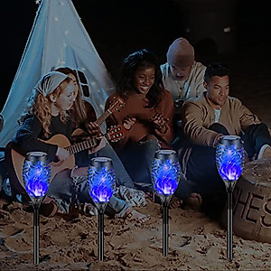 IYUTINA Outdoor Solar Lights for Yard, Mini Solar Torch Lights with Flickering Flame 12led Fire Torches Waterproof Landscape Christmas Decoration for Garden Patio Auto On/Off Dusk to Dawn (2 Pack)