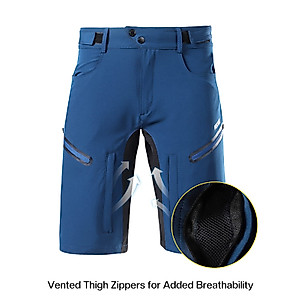 ARSUXEO Mens Bike Shorts,Cycling Shorts,Mountain Bike Shorts MTB Shorts Loose Fit with Moisture-Wicking Waistband Dark Blue Size Medium