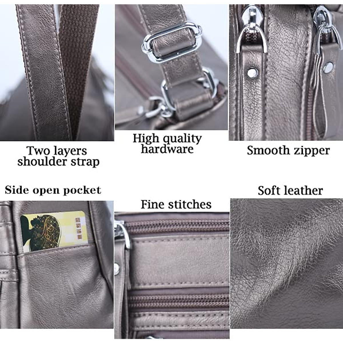 ELDA 10 Pockets Crossbody Purses for Women Medium Pocketbooks Lightweight Ladies Satchel Bag Multi Pocket Shoulder Handbag