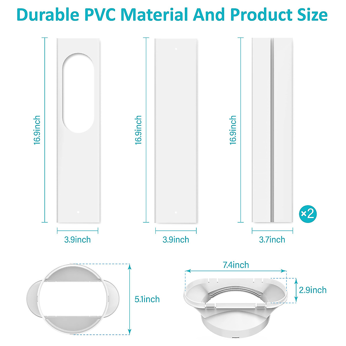 DMHAFFDS 5.1 Inches Upgraded Portable AC Window Kit, Air Conditioner Window Kit for Windows, Not for Doors, Seamless Adjustable Sliding AC Vent Kit for Ducting Exhaust Hose of 5.1 Inches Diameter