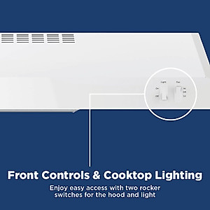 GE Under Cabinet Range Hood, 2-Speed, 30-Inch Kitchen Exhaust Fan, Cooktop Lighting & Included Filter, Kitchen Essentials, Top or Rear Exhaust Capability, 200 CFM, White