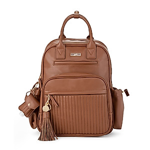 JuJuBe | Million Pockets Vegan Leather Diaper Bag Backpack - Large Travel Backpack for Women | Spice