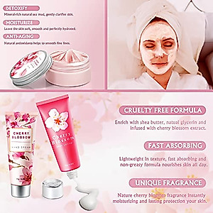 Gifts for Women Birthday Gifts for Women, Bath and Body Works Gift Set with 14 Pcs Mother's Day Gifts and Cherry Blossoms Self Care Package Gift Women, Relaxing Spa Gift Basket for Women