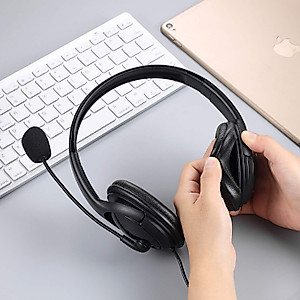 Hongzan Wholesale Bulk Headphones with Microphone 10 Pack for School Classroom, Durable Wired Headsets & Mic Class Set for Kids Students and Adult（10 Black）