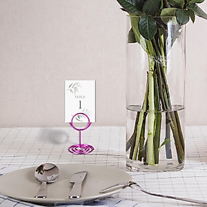 Biiange 20pcs Mini Place Card Holders, Roundness Place Table Number Holders, Table Card Holders for Photos, Food Signs, Memo Notes, Weddings, Restaurants, Birthdays (Pink)