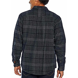 Orvis Big Bear Heavyweight Double Brushed Flannel Button Down Shirt with Hand Warmer Pockets (as1, Alpha, l, Regular, Regular, Black,Gray)