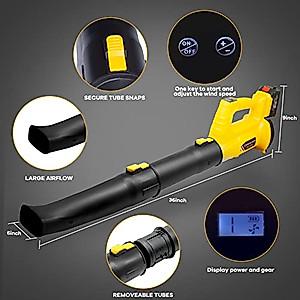 Cordless Leaf Blower,2×21V Electric Leaf Blower with 4.0Ah Battery,Battery Leaf Blower with Display,2 Adjustable Tubes and 6 Adjustable Speeds,Blowers for Lawn Care,Patio,Jobsite