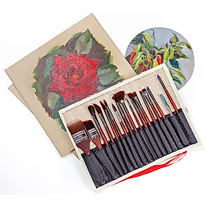 Professional Synthetic Brush Set for Acrylics - 17-Piece Artist Water Media Paint Brushes for Acrylics, Watercolor, Gouache. Beginner-Friendly with Great Flow Control and Snap - Verbena Set by ZenART