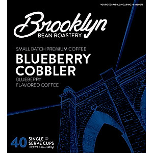 Brooklyn Beans Blueberry Cobbler Coffee Pods Flavored Gourmet Pack, Compatible with 2.0 Keurig K Cup Brewers, 40 Count