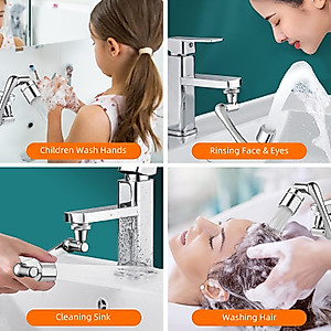 CLINFASTER 1080° Swivel Faucet Extender, 360° Swivel Robotic Arm Faucet Aerator, 2 Mode Splash Water Filter Extension, Multifunctional Universal Model Sink Faucet Adapter for Kitchen/Bathroom Sink