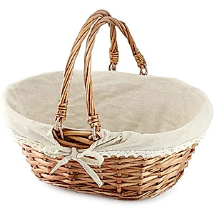 Cornucopia Wicker Basket with Handles (Natural Color), for Easter, Picnics, Gifts, Home Decor and More, 13 x 10 x 6 Inches