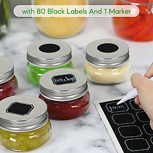 STARSIDE 4 oz Glass Mason jars,24 Pack Glass Canning Jars With Regular Mouth Lids, Perfect Containers for Jam, Honey, Candies,Overnight Oats,Wedding Favors. Included 1 Pens and 80 Labels.