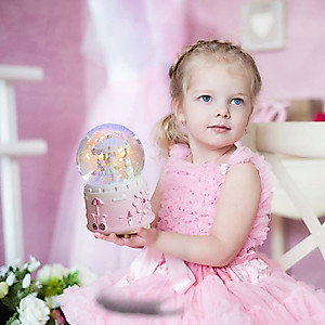 Unicorn Musical Snow Globe for Kids Girls Carousel Music Box with 7 Led Lights Swirling Glitter for Birthday Valentines