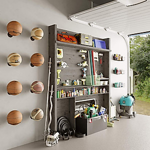 Wallniture SPORTA Wall Mount Ball Holder Organization and Storage Rack for Basketball, Volleyball, Soccer Balls, Metal Black Set of 4