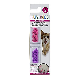 Kitty Caps Nail Caps for Cats | Safe, Stylish & Humane Alternative to Declawing | Covers Cat Claws, Stops Snags and Scratches, Small (6-8 lbs), Hot Purple & Hot Pink
