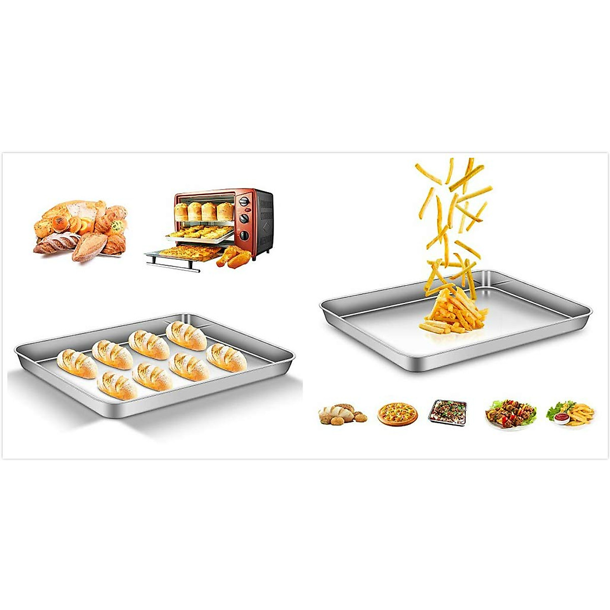 2 Pack Stainless Steel Surgical Tray, Ideal for Medical Lab Instruments, Dental, Tattoo, Kitchen Baking Cookie