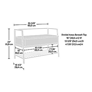 Sauder North Avenue Storage Bench, L: 35.43" x W: 15.51" x H: 24.09", Sindoori Mango Finish