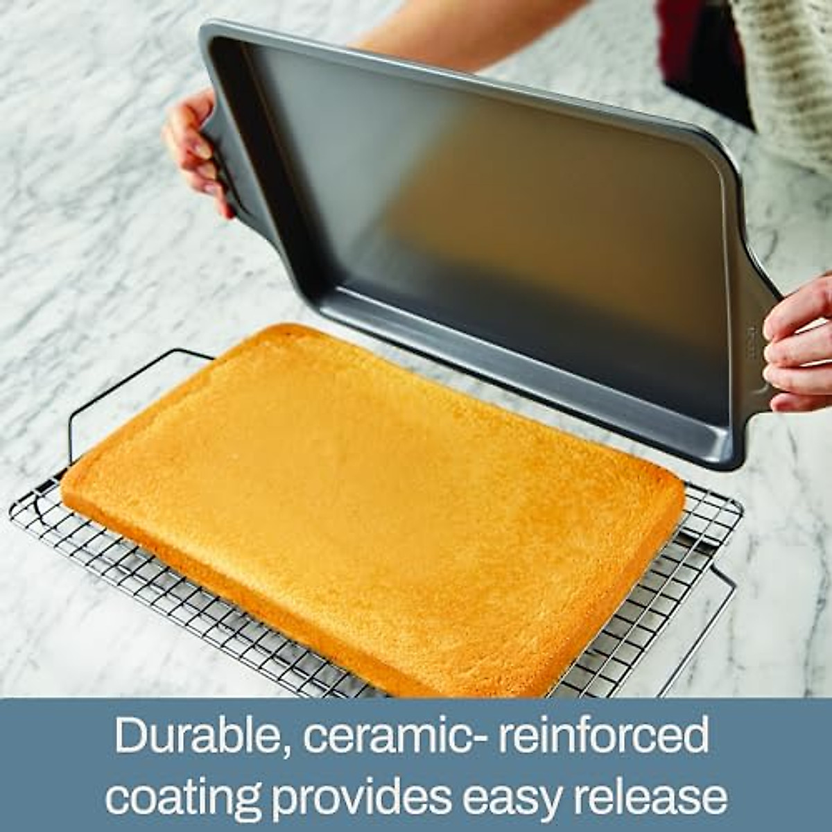 All-Clad Pro-Release Nonstick Baking Pan 9x13 Inch Oven Safe 450F Half Sheet, Cookie Sheet, Muffin Pan, Cooling & Baking Rack, Round Cake Pan, Loaf Pan, Baking Pan Grey