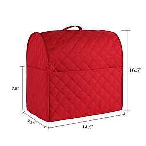 Stand Mixer Cover compatible with Kitchenaid Mixer, Fits All Tilt Head & Bowl Lift Models with 3 Organizer Bag for Accessories. (Red, For Bowl Lift 5-8 Quart)