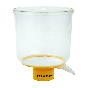 Celltreat 229714 Bottle Top Filter, Sterile, Graduated, PES Filter Material, 0.45µm Pore size, 90mm Diameter, 1000mL Volume (Case of 24)