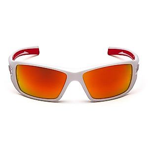 Pyramex Velar Safety Glasses, White-Red Frame/Sky Red Mirror Lens