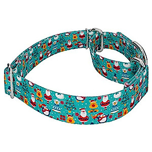 Country Brook Petz - Santa and Friends Martingale Dog Collar and Leash - Christmas Collection with 17 Festive Designs (5/8 Inch, Small)