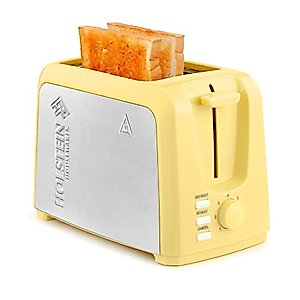 Holstein Housewares - 2-Slice Toaster with 7 Browning Control Settings, Yellow/Stainless Steel - Great to Toast Bread, Bagels and Waffles