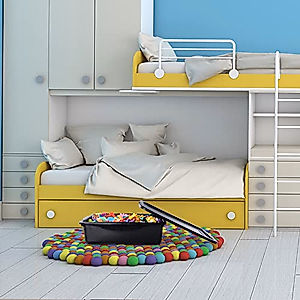 Ucake 3-Pack Plastic Bus Box with Lid, Commercial Bus Tubs, 13 L, Black