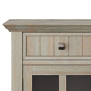 SIMPLIHOME Acadian SOLID WOOD 36 inch Wide Transitional Entryway Hallway Storage Cabinet in Distressed Grey, with 2 Drawers, 2 Doors and 2 Adjustable Shelves