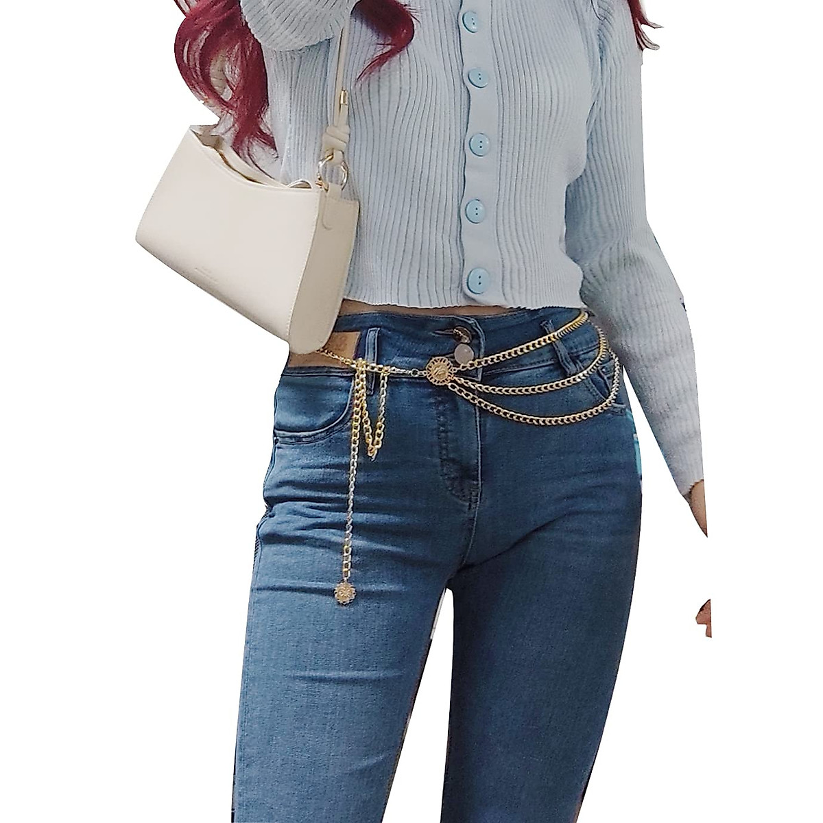 Chain Belts for Women Fashion Plus Size Waist Chain Belt Gold Silver Waist Belt Belly Chain Waist Belt Body Chain for Dress