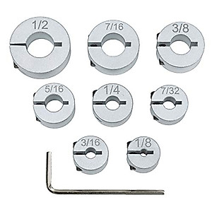Aluminum Stop Collar Set - Drill Bit Depth Stop - Superior Split Ring Design - 8 Piece Set (1/2", 7/16”, 3/8”, 5/16”, ¼”, 7/32”, 3/16”, 1/8”) - Drill Bit Holder