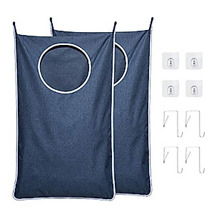 SAVERHO Large Hanging Laundry Hamper Bag, Waterproof Door Laundry Hamper for Dirty Clothes Larg Size 35X22inch Hanging Laundry Bag(Blue-2Pack)