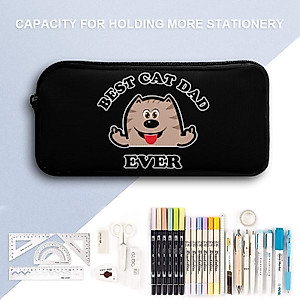 Best Cat Dad Ever Pencil Case Stationery Pen Pouch Portable Makeup Storage Bag Organizer Gift