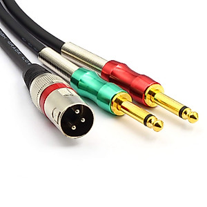 SiYear XLR 3 Pin to Double 6.35mm 1/4" TS Male Y Splitter Cable, Dual Mono (1/4 inch) 6.35mm to XLR Male Plug Stereo Microphone Cables(3.3Feet)