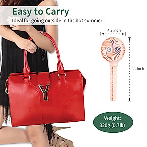 snawowo Mini Handheld Personal Portable Fan, Baby Stroller Fan, Car Seat USB or Battery Powered, with Flexible Tripod Clip on Student Bed Desk Bike Crib Treadmill Camping Traveling(Pink)