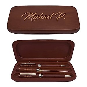 Sofia's Findings Engraved/Personalized Rosewood Two Pen & Mail Opener Gift Set