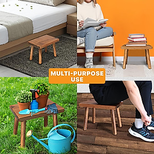 ENKEZI Shower Bench - Shower Foot Rest 12 in, Shower Stool for Shaving Legs, Rustic Scandinavian Stool - Multi-Purpose Wood Plant Stool, Adult Step Stool, (Scandinavian)