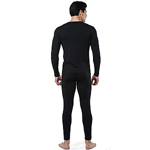 9M Men's Ultra Soft Thermal Underwear Base Layer Long Johns Set with Fleece Lined, Black, Small