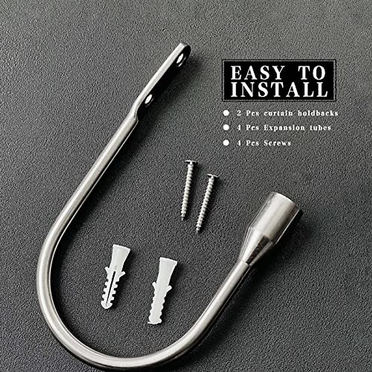 YH YAO Metal Curtain Holdbacks, 2PCS U Shaped Wall Mounted Hook for Home Decor, Decorative Curtain Tieback Curtain Drapery Tiebacks Hooks Curtain Hooks for Wall (Silver)