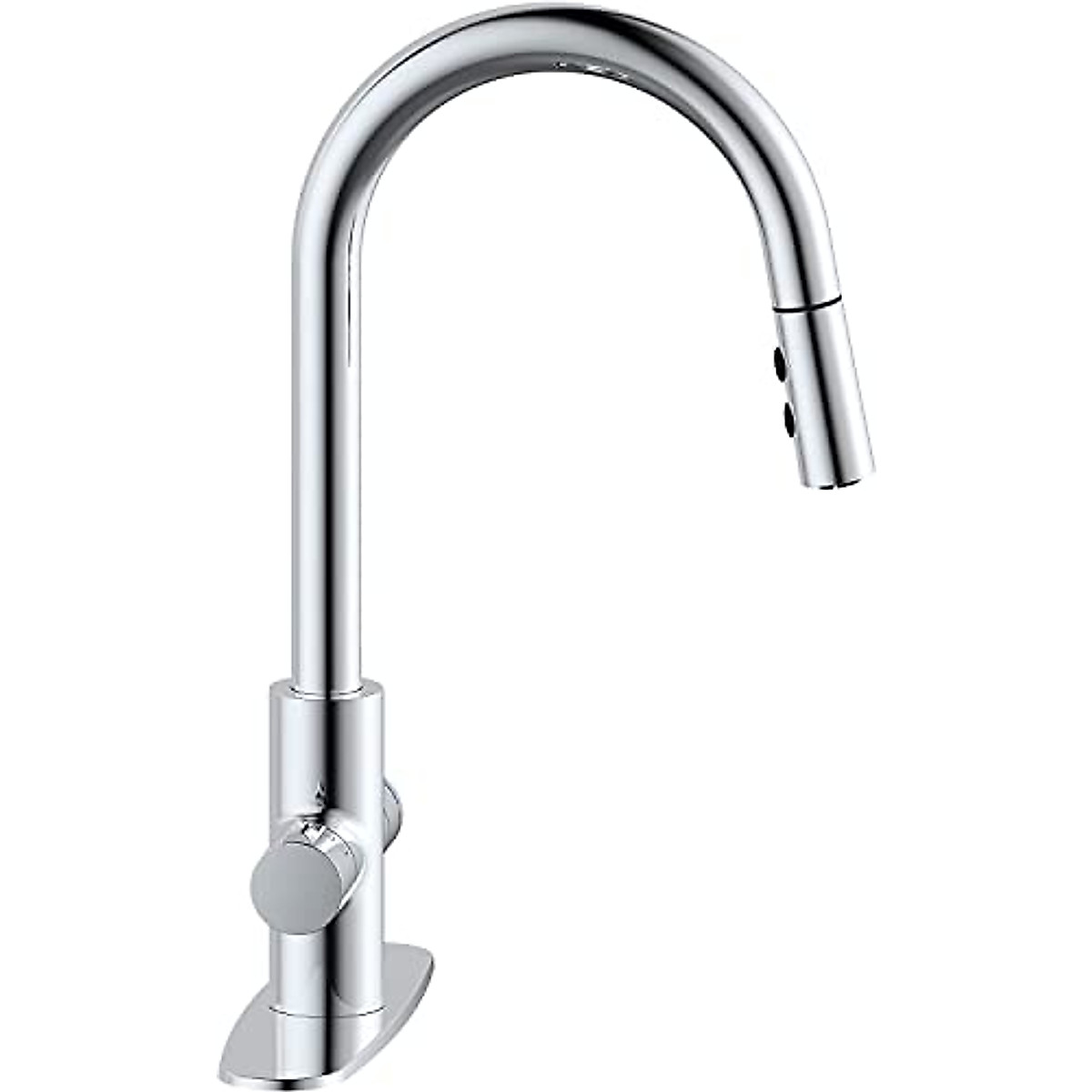 Westbrass KH41A-26 HotMaster 4 in 1 Single Handle Kitchen Faucet Only with Push Button Dual Spray Mode Pull Down Nozzle Head, Polished Chrome