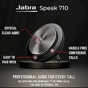 Jabra Speaker 710 Speakerphone - Speak Wireless Bluetooth Speaker UC Bundle, 7710-309, Wall Charger, USB Dongle - Computer, Mac Compatible w/Zoom, Skype, Webex, Meet, Smartphones, Tablets