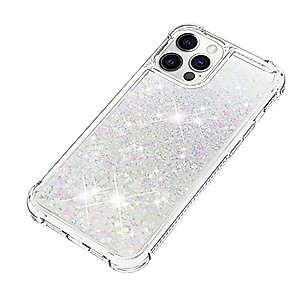 Phone Case Cover Glitter Case Compatible with iPhone 12 Pro Max Case Compatible with Women Girls Girly Sparkle Liquid Luxury Floating Quicksand Transparent Soft TPU Phone Case Bags Sleeves (Color : S