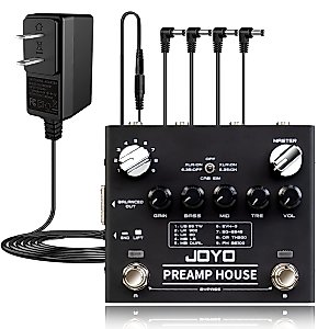 JOYO R-15 Dual Channel Preamp Cabinet Simulation Effect Pedal Bundle with DC 9V Pedal Power Supply (800mA -1A) AC Adapter