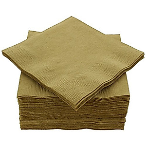 Amcrate Big Party Pack 100 Count Gold Beverage Napkins - Ideal for Wedding, Party, Birthday, Dinner, Lunch, Cocktails. (5” x 5”)