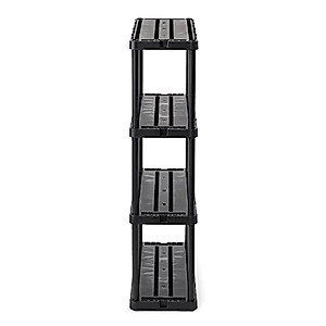 Gracious Living 4 Shelf Knect-A-Shelf Solid Light Duty Storage Unit 24 x 12 x 48 Organizer System for Home, Garage, Basement, and Laundry, Black (4 Pack)