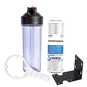 Water Filtration System with 3/4" Clear Housing and Activated Carbon Filter Removes Chlorine, Taste, and Odor
