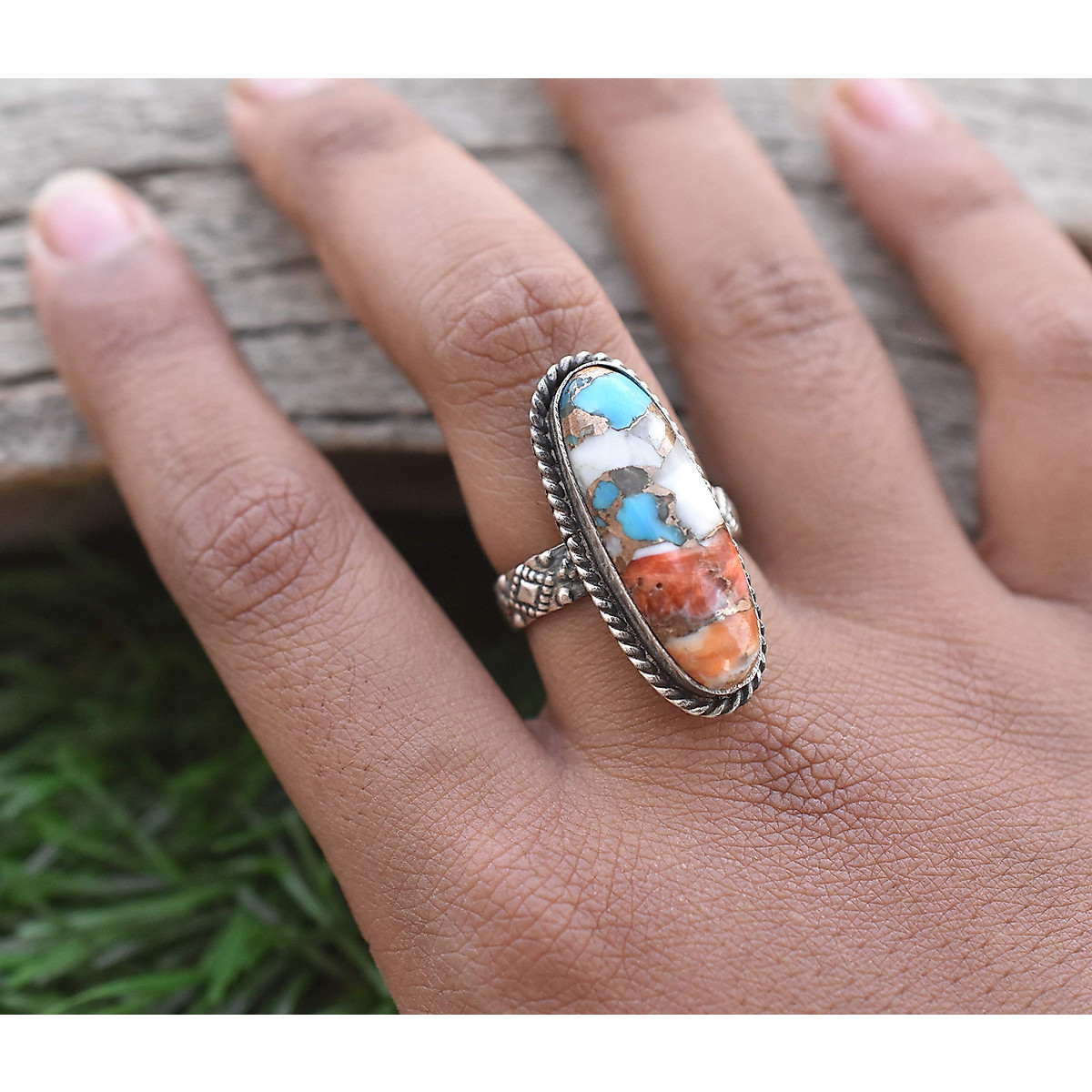 Rekha Gems Oyster Copper Turquoise- 925 Sterling Silver Ring-Turquoise Jewelry- TQ-16 (6.50 US)