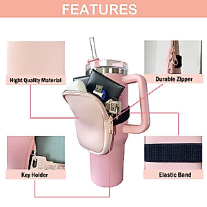 Water Bottle Pouch for Stanley 40oz, 30oz, 20oz Tumbler, Water Bottle Fanny Pack for Stanley, Running Water Bottle Handheld Caddy for Stanley Cup Accessories,Gym Accessories for Women Men(Light Pink)